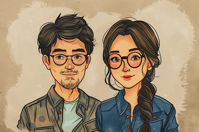 Draw cartoon couple portrait for you by Azelezietsman | Fiverr