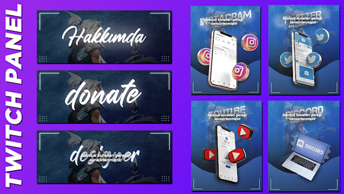Design a custom twitch streamer panel for you by Talhakonuk | Fiverr