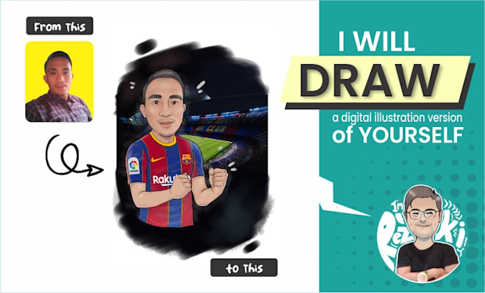 Draw yourself in a digital art illustration by Rezkiyudha | Fiverr