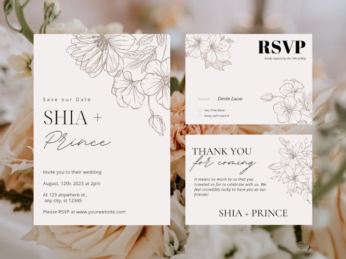 Design your wedding invitation, rsvp, and thank you card by Shiachen ...