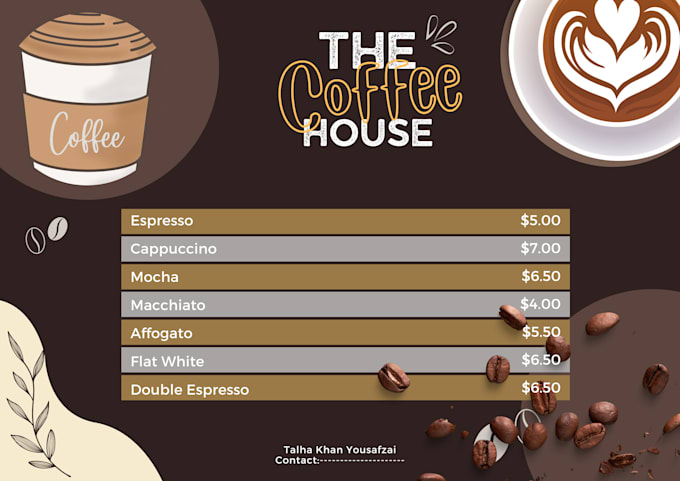Design menu for your coffee shop,cafe,bakery and burger shop by ...
