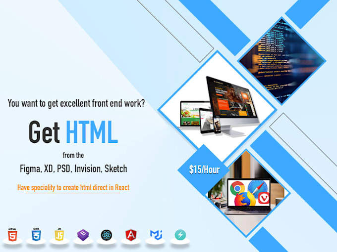 Convert figma to html, react, tailwind css, angular, wordpress, webflow etc by Ashvindesigner ...