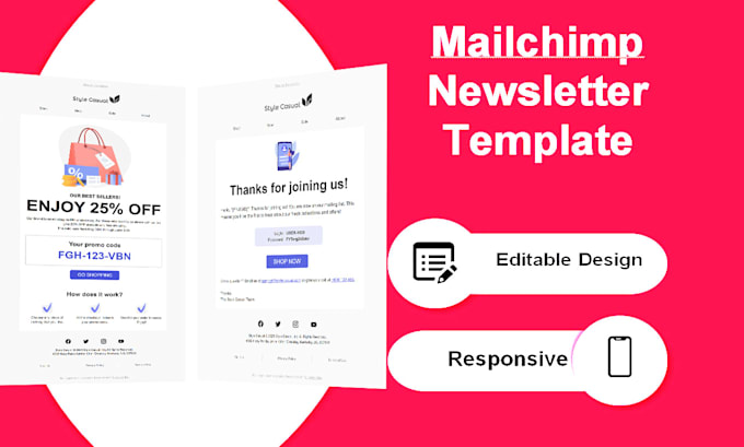 Design editable, responsive mailchimp and newsletter template by ...