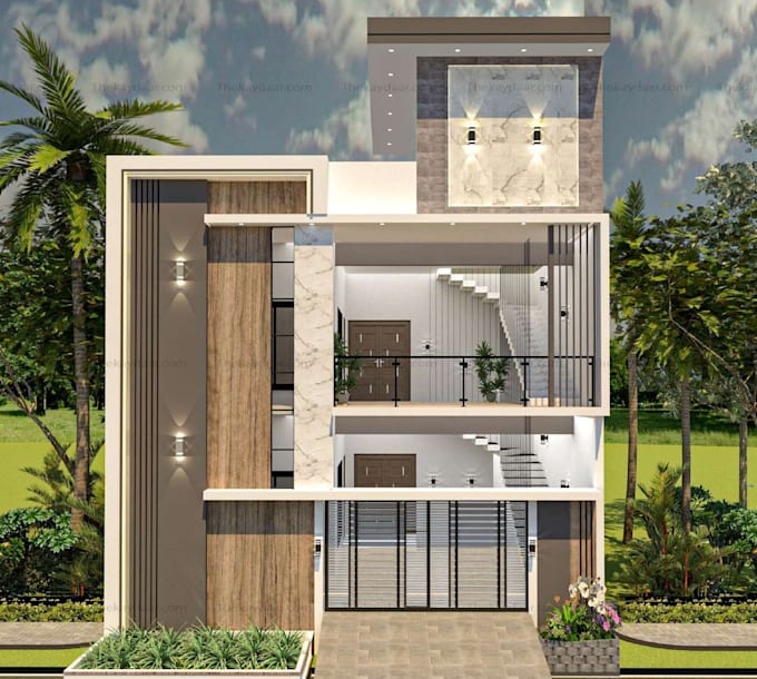 Design your perfect exterior facade elevation 3d by Zeeyana | Fiverr