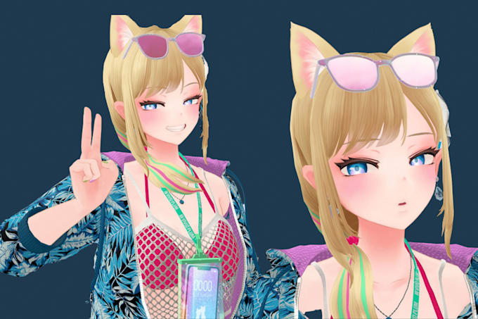 Draw vrchat avatar, vr chat model 3d vtuber rig anime facerig vrc furry ...