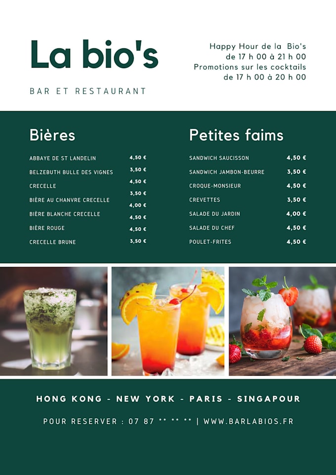 Create your own menu for restaurant or bar by Johannagros | Fiverr