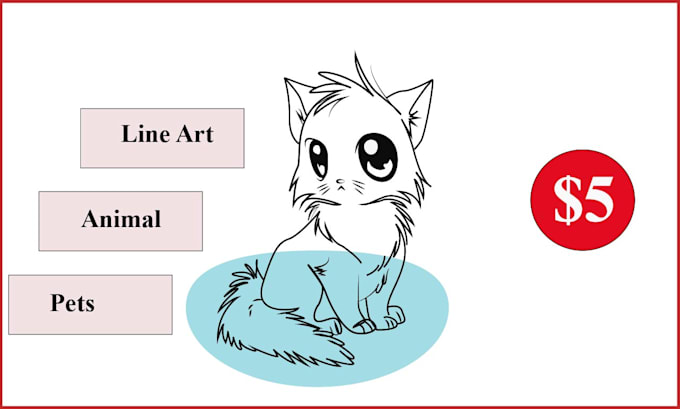 Draw pets animals cat line art illustration in 24 hour by Pjmahedi | Fiverr