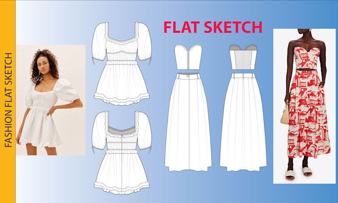 Create flat sketches for fashion design by Design_garage22 | Fiverr
