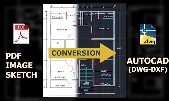 Convert pdf to autocad drafting and redraw floor plan by Noor_dm | Fiverr