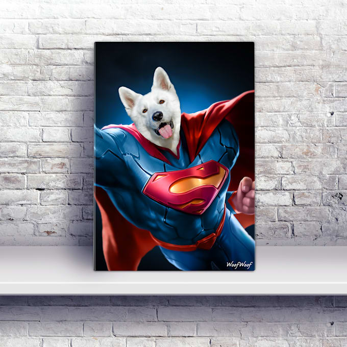 Create a custom funny superhero pet portrait by Kasyndesign | Fiverr