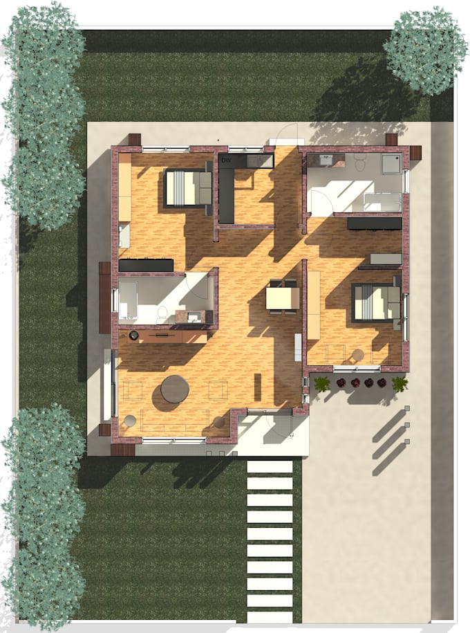 Create detailed basic 2d drawings and rendered 2d plans in revit