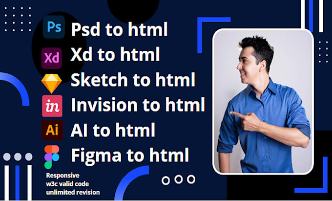 Convert psd to html and figma to html with responsive design using ...