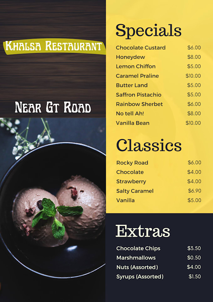 Design digital menu, modern menu and food illustration by ...