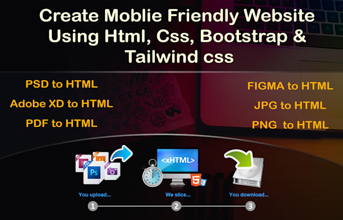 Convert Psd To Html With Bootstrap Or Tailwind Css Fully Responsive By 4215