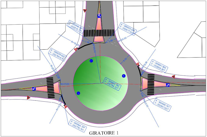 Design road with long sections, profiles, details, and various networks ...