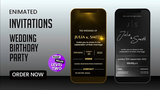 Create animated invitations in classic style by Hipixdesigns | Fiverr