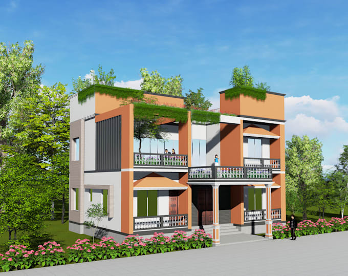 Exterior design, 3d view rendering, walkthrough by Sazzadulalam | Fiverr