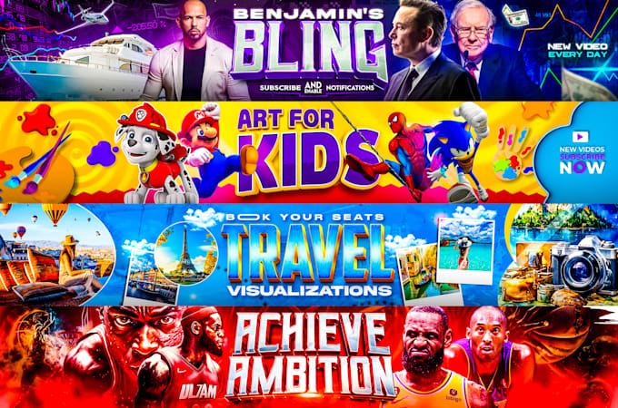 Design an eye catching youtube banner and logo by Zahokassimi | Fiverr