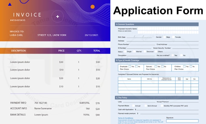 Create and design automated invoices and fillable pdf forms for you by Ttdesigners | Fiverr