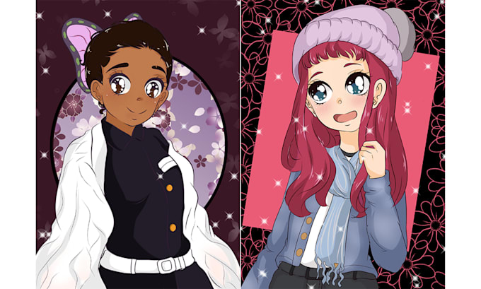 Draw anime people, original characters, fan art, free print by ...