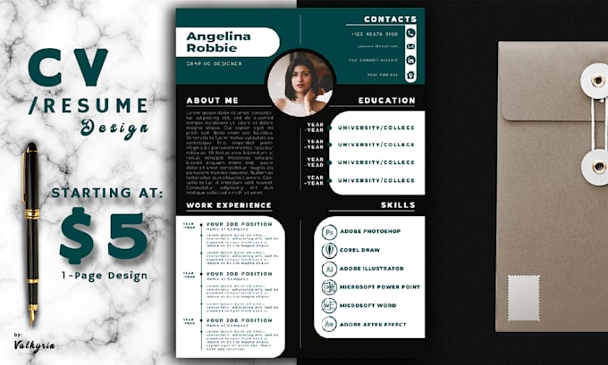 Design professional and modern resume design template by Valkyrin | Fiverr