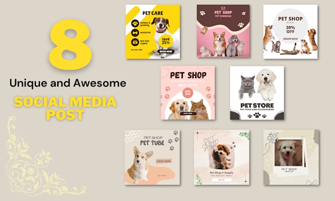 Create 8 awesome and unique instagram and facebook posts designs by ...