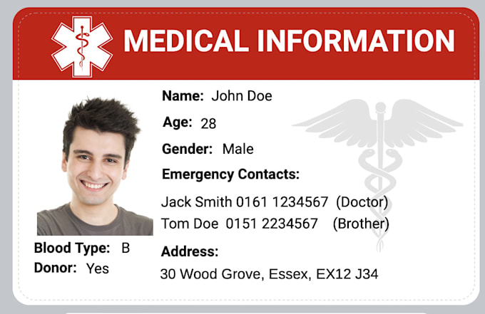 Customise a medical in case of emergency card, print and post it to ...