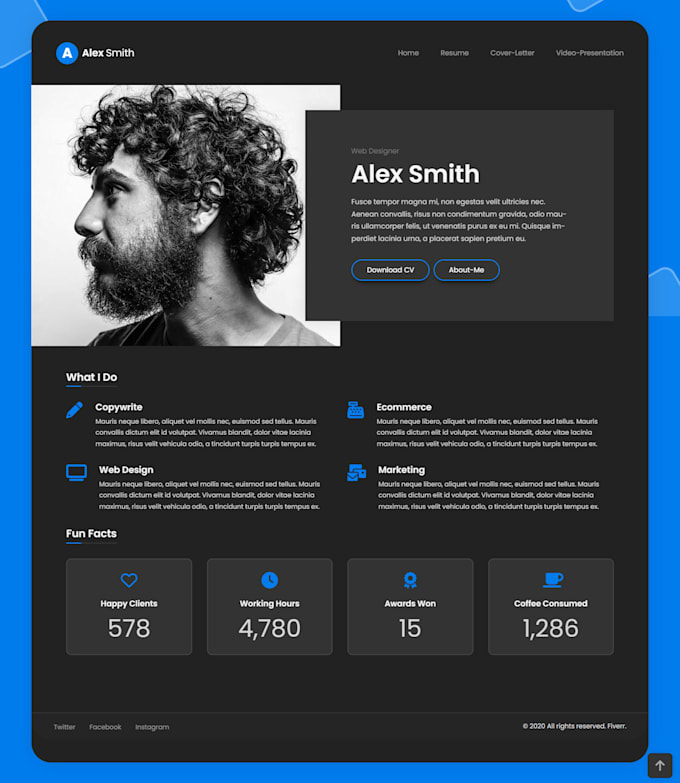 Construct modern portfolio website by Wedev123 | Fiverr