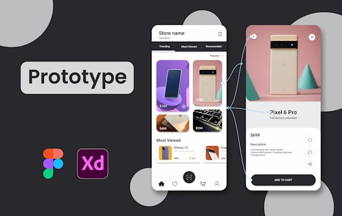 Only prototype figma adobe xd app and web screens ui, wireframes by ...