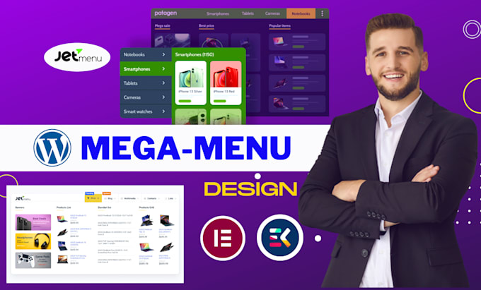 Design or redesign wordpress mega menu fix header, footer, elementor website by Naimkhanjoy24 ...