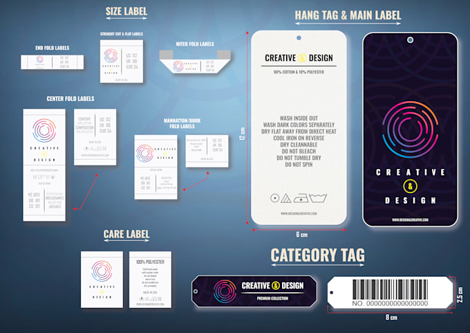 Design clothing labels, garment, wash labels, hang tags and care labels by Designernihal | Fiverr