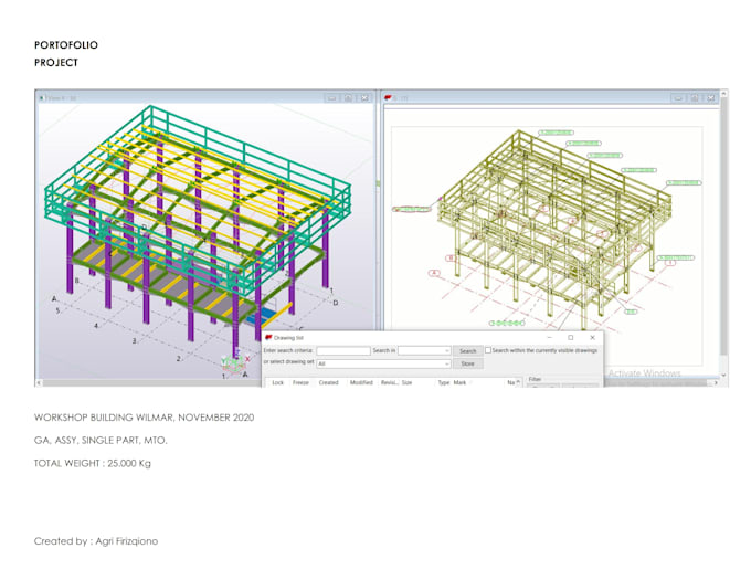 Make a ga drawing 2d and 3d steel structure by Agrifirizqiono | Fiverr