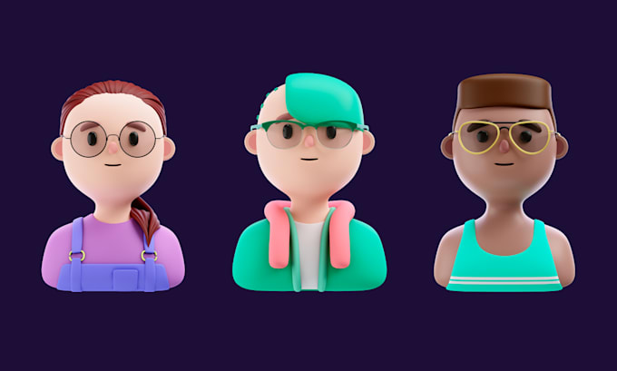 Create simple 3d character design for ui or nft collection by ...