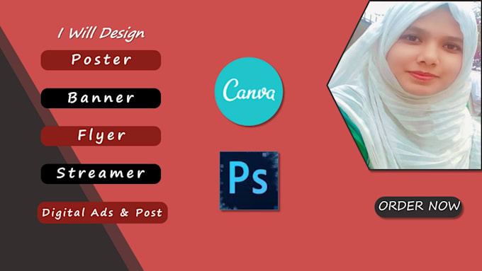 Design poster, banner, flyer, social media posts in canva and photoshop by Farihaadnan97 | Fiverr