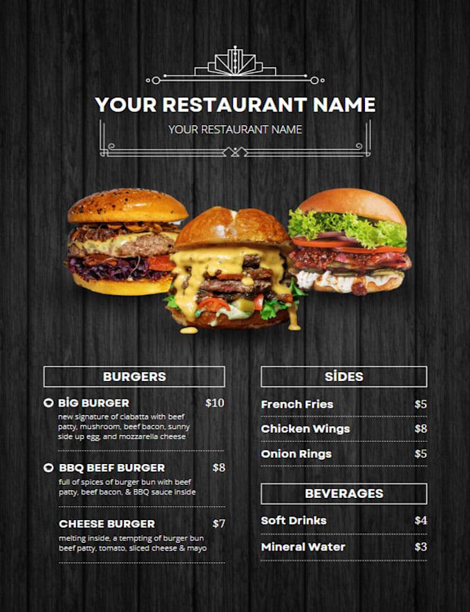 Design a special professional menu for your workplace by Trustyshopp ...