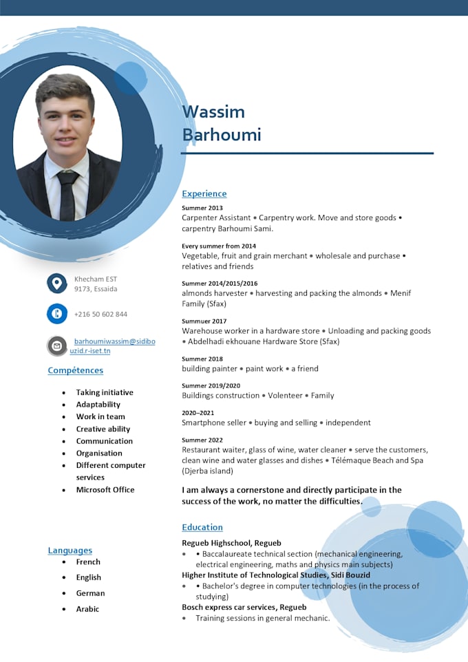 Create your cv for your job application in 3 languages by Barhoumi ...