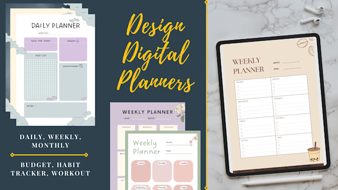 Design custom digital journal, planner, calendar, tracker by Shaymaeb22 ...