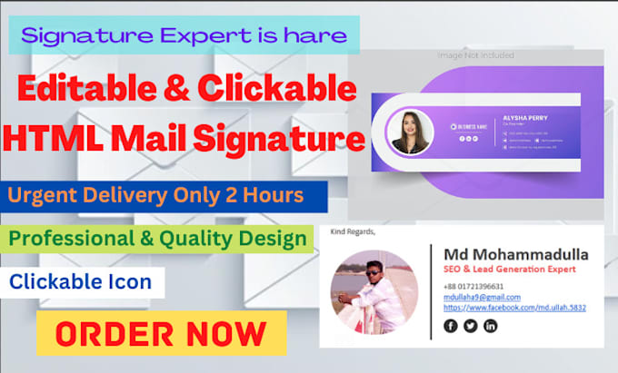 Create clickable html email signature in 2hrs by Hmmahmud633 | Fiverr