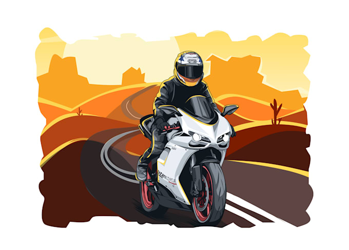 Draw illustration from your motorcycle and rider in 24 hours by ...