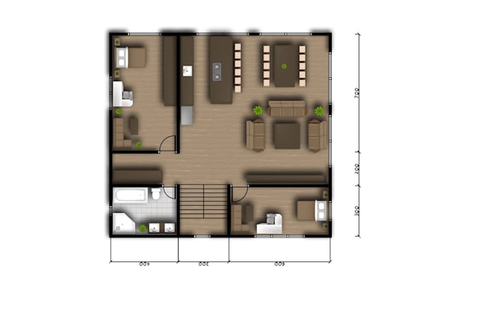 Draw architectural floor plan 2d full rendering by Filipusadi | Fiverr