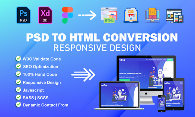 Convert psd to html, figma to html with responsive by Emet24 | Fiverr