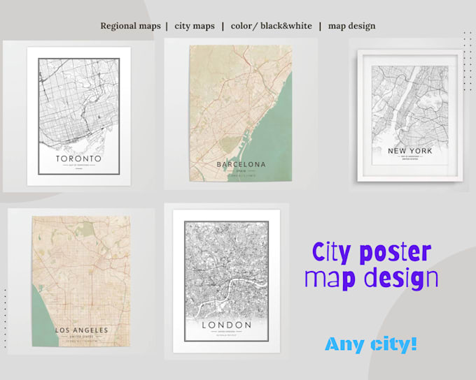 Create amazing city poster map wall art by Amaarabid | Fiverr