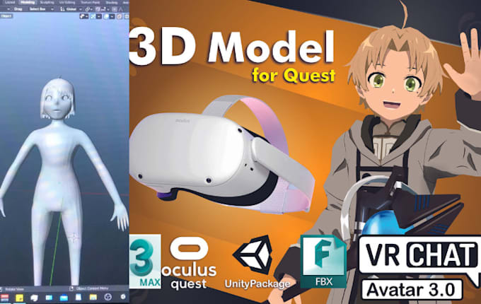Make vrchat vrc avatar 3d vrchat avatar custom avatar model for vtuber ...
