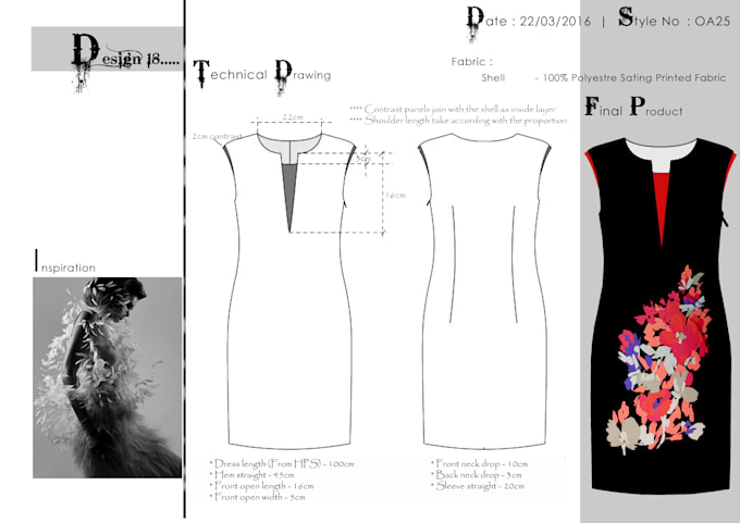 Create a fashion technical flat drawing sketch by Chathudez101 | Fiverr