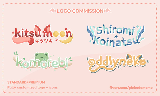 Design cute kawaii logo for vtuber and streamer by Pinkedamame | Fiverr