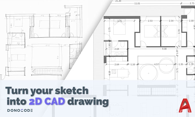 Turn your sketch in a 2d floor plan drawing by Donocode | Fiverr