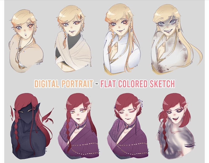 Draw digital colored halfbody portrait of your own character by Kanas ...