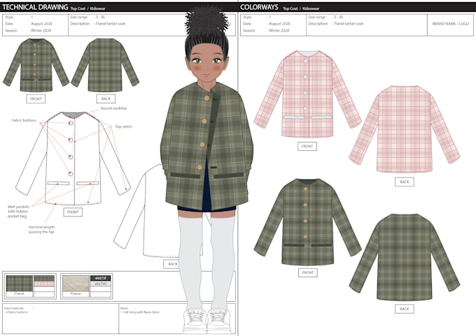 Make gorgeous detailed kids wear illust and tech drawing by Pinjata ...