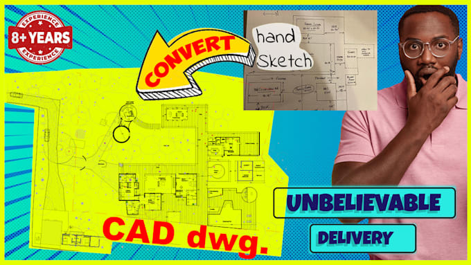Make your sketchy plan to cad layout by Rajpatel901 | Fiverr