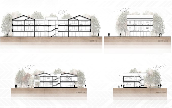 Color architectural sections and views on photoshop by Esraaa0 | Fiverr